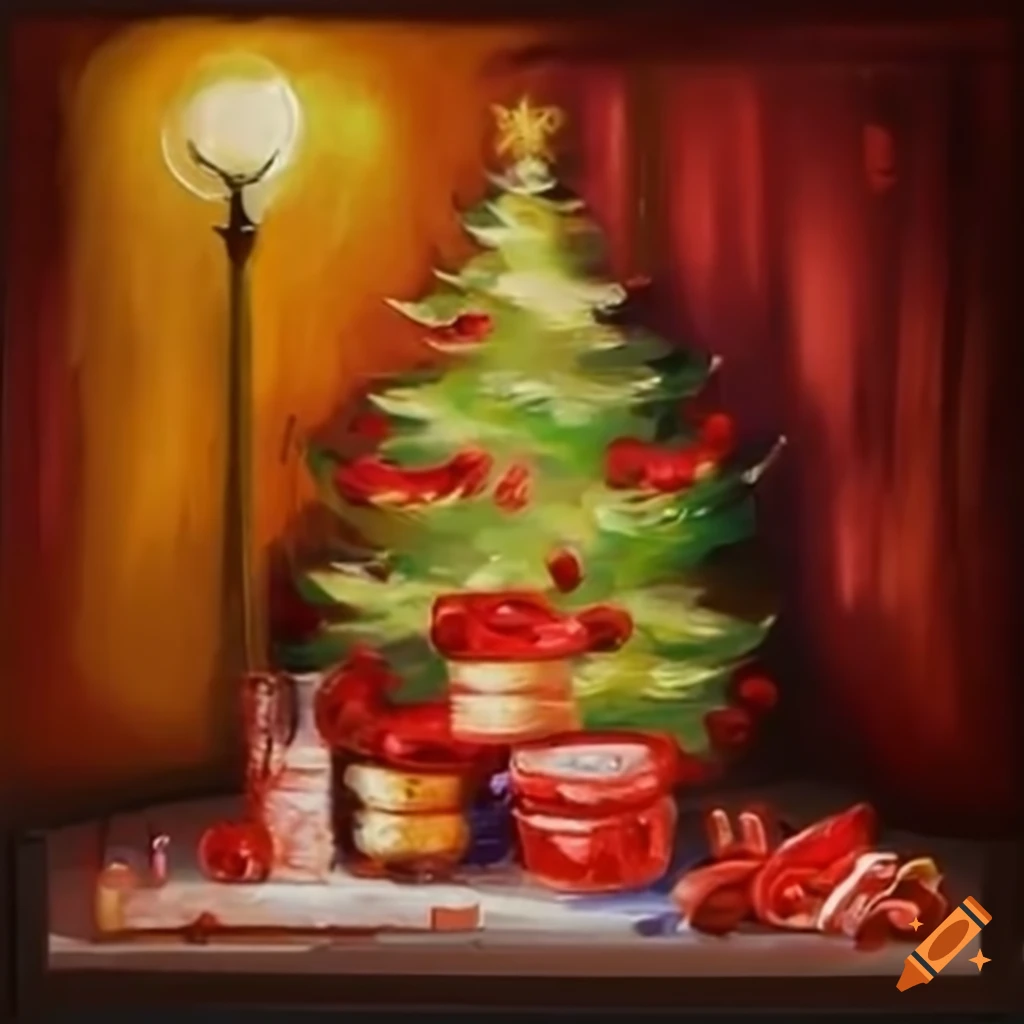 Festive drawing of a christmas dinner on Craiyon