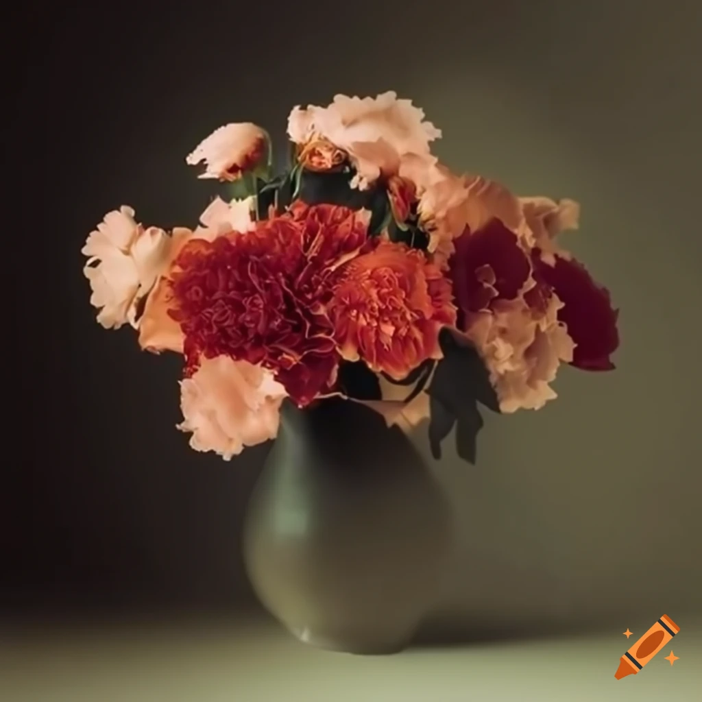 Flat arrangement of carnations on Craiyon