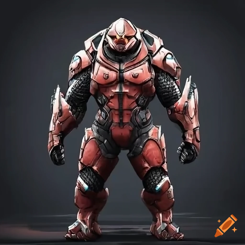 Detailed concept art of futuristic juggernaut armor on Craiyon