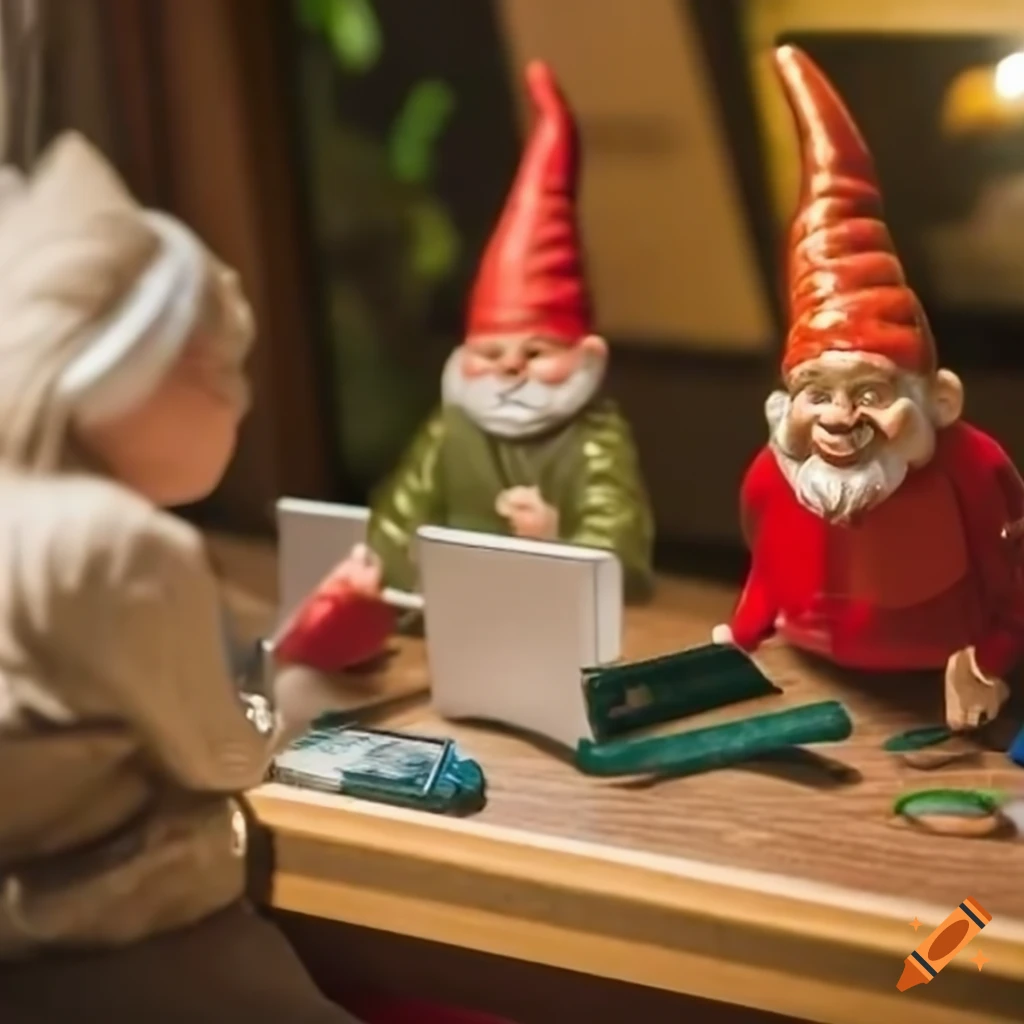 Gnomes working in a call center on Craiyon