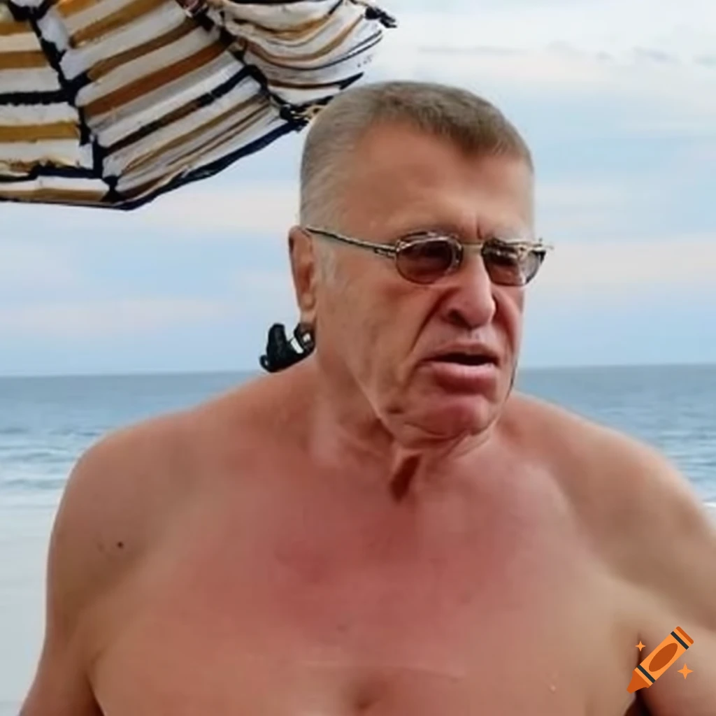 Vladimir Zhirinovsky relaxing on the beach on Craiyon
