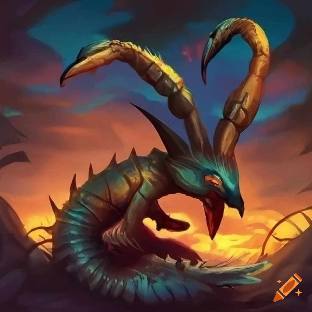 Fantasy artwork of a scorpion-fox creature on Craiyon
