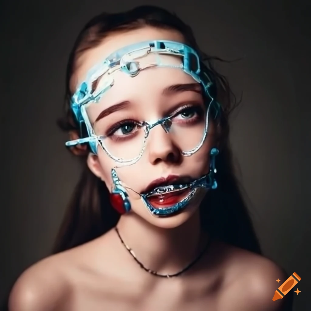 Portrait of a girl wearing braces on Craiyon