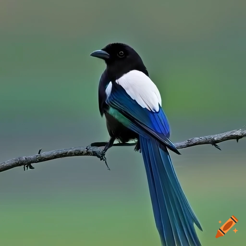 Magpie standing in front of a silver chinese dragon on Craiyon