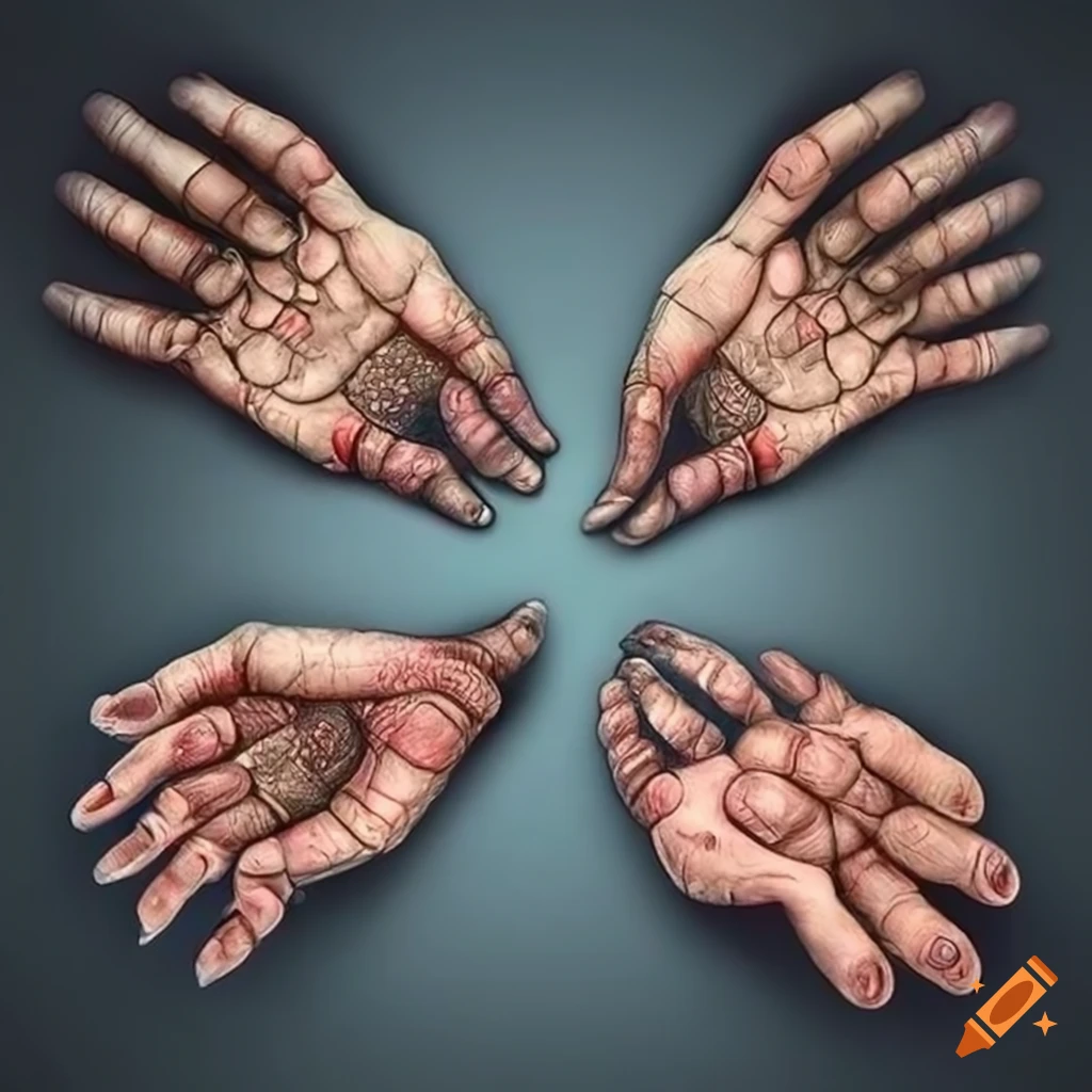 Detailed illustrations of human hand structure