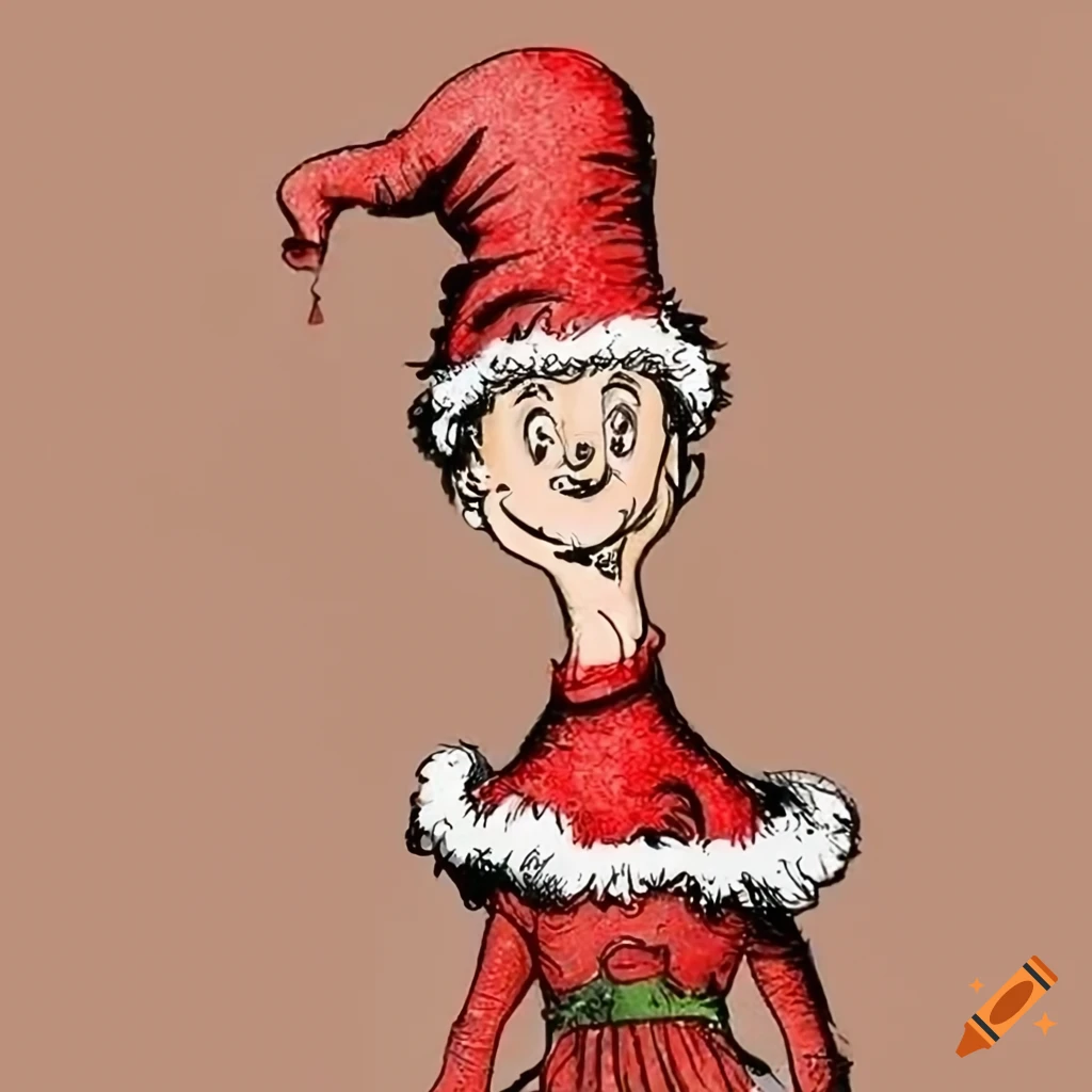 Funny book illustration of Keri Russell sitting on Santa's lap on Craiyon