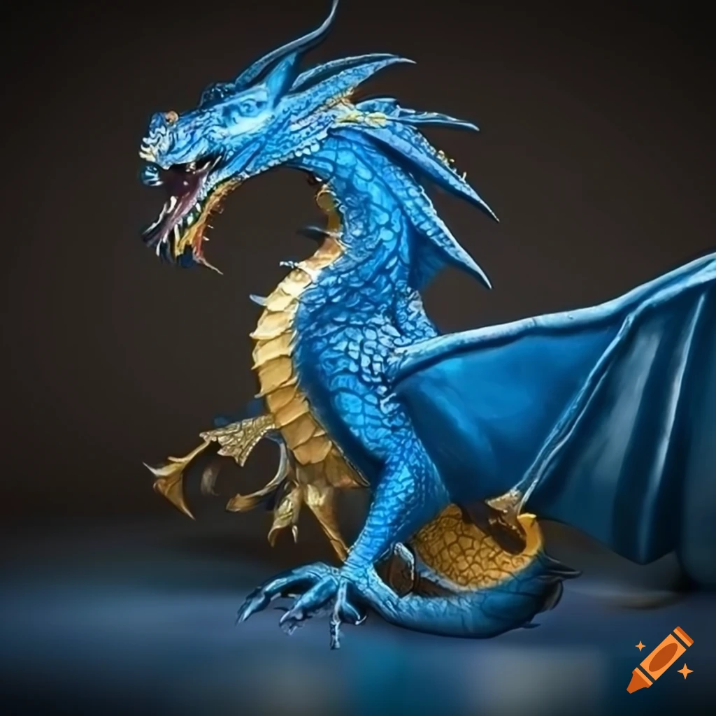 Blue electric medieval dragon on Craiyon
