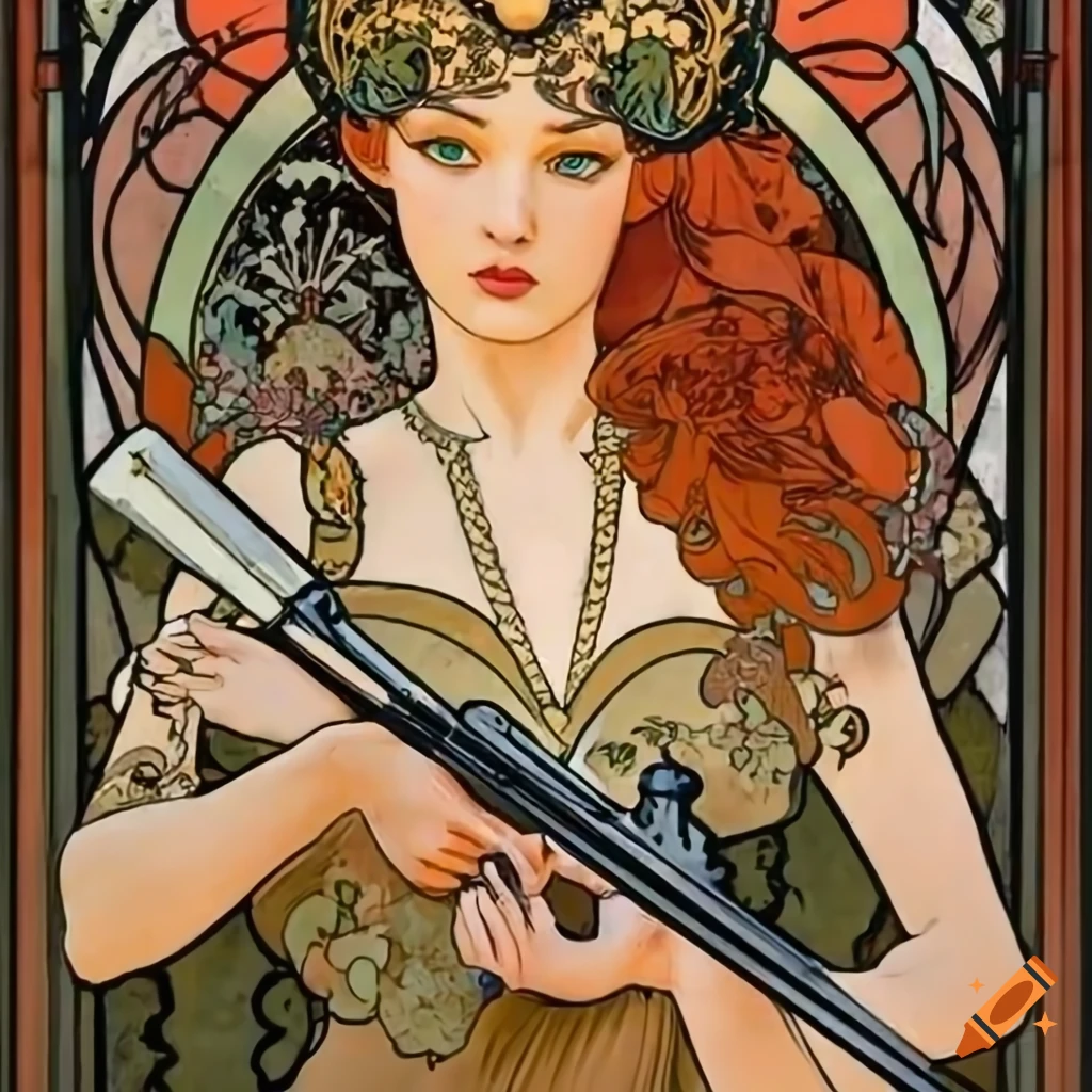 Artistic illustration of a female sniper aiming her rifle on Craiyon