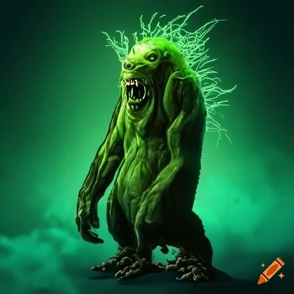 Image of a green nuclear waste monster on Craiyon