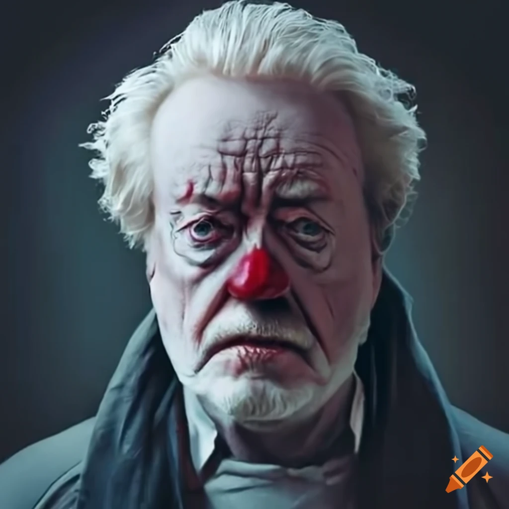 Clown disguise of alan dershowitz in a stephen king movie on Craiyon