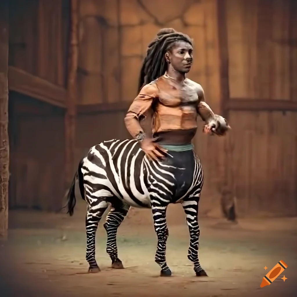 Close-up photo of a zebra-centaur with dreadlocks on Craiyon