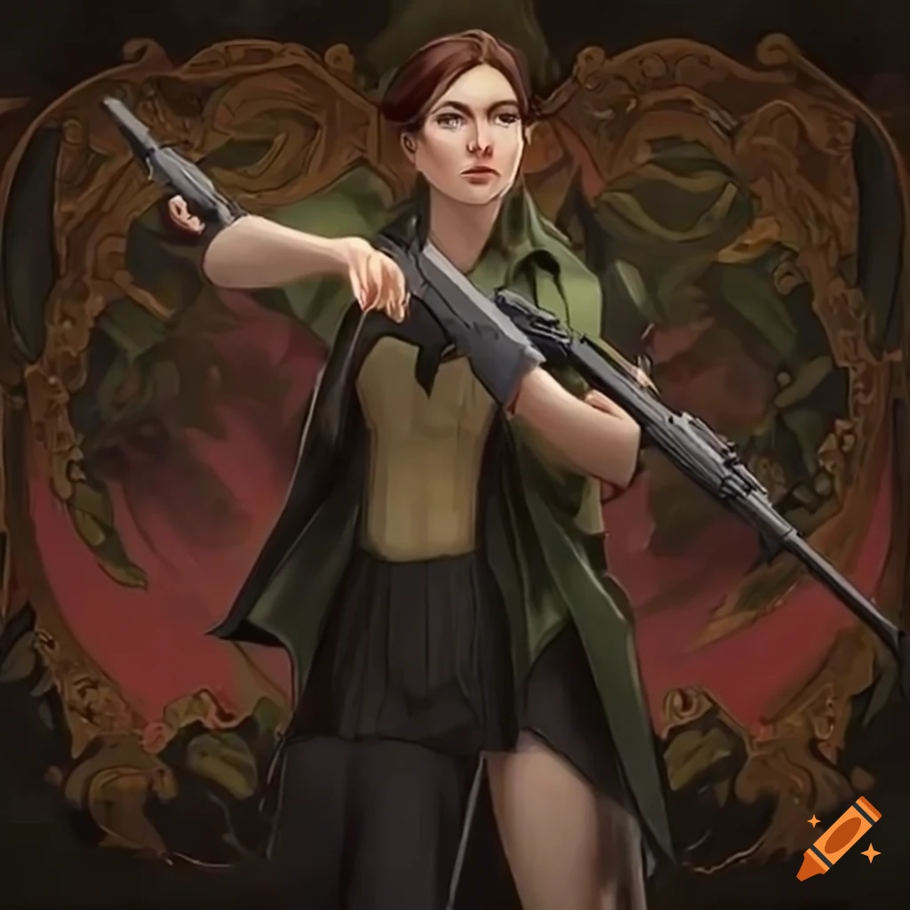 Artistic digital painting of a female sniper aiming on Craiyon