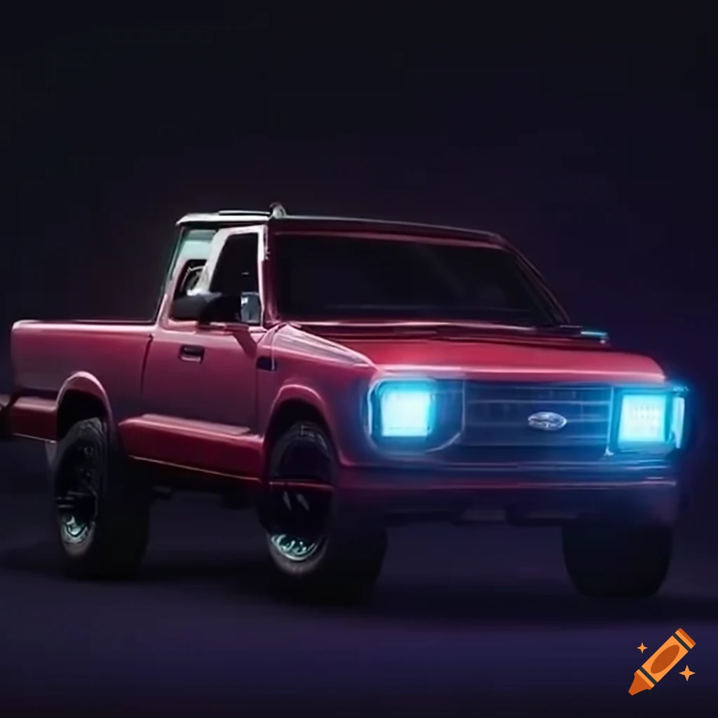 Retro cyberpunk image of a 1986 ford ranger on Craiyon