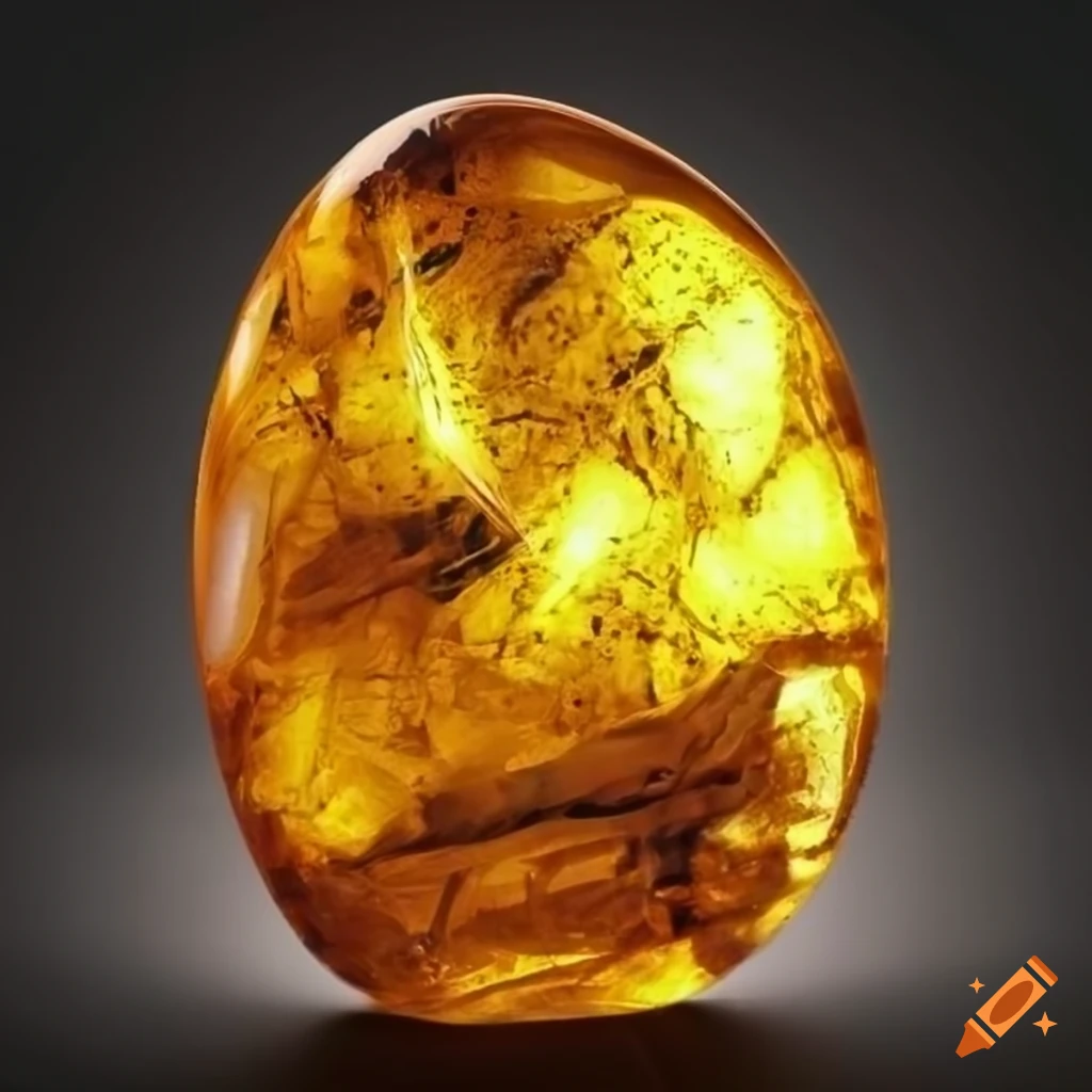 Front-lit natural clear amber with impurities