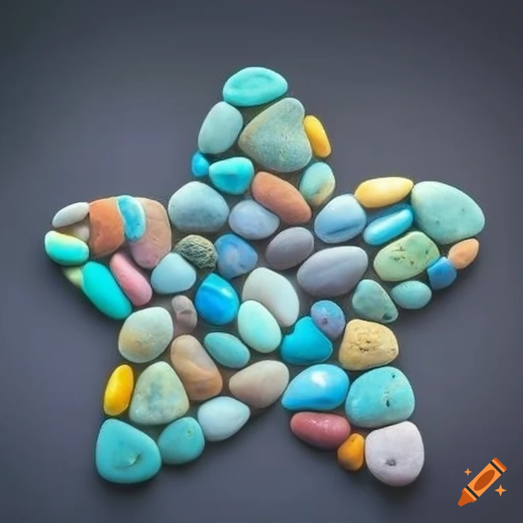 Artistic pebble star sculpture