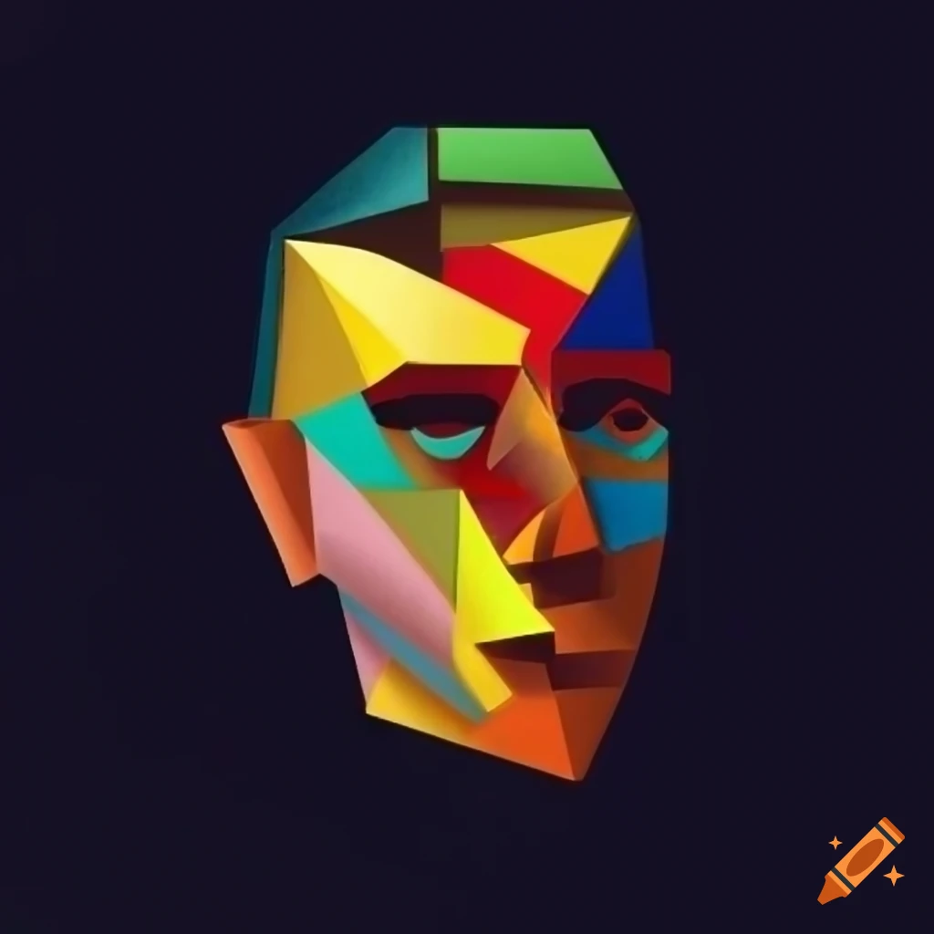 Abstract cubist portrait of a man