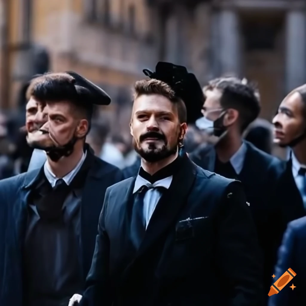 Protesters in stylish outfits marching in rome on Craiyon