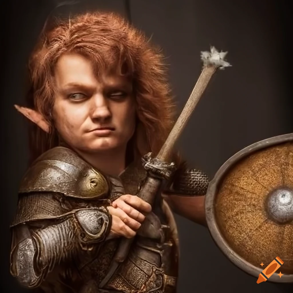 Illustration of an armored halfling warrior on Craiyon