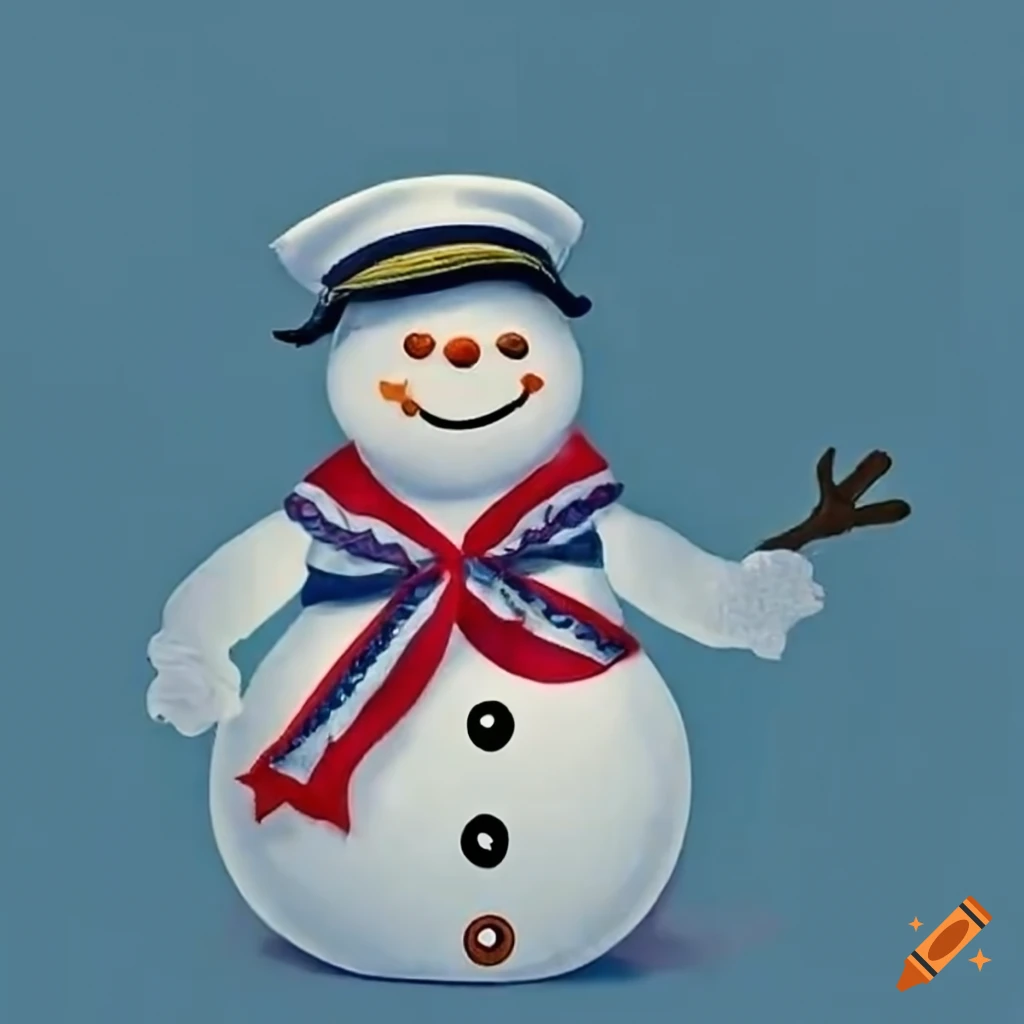 Snowman dressed as a us navy sailor