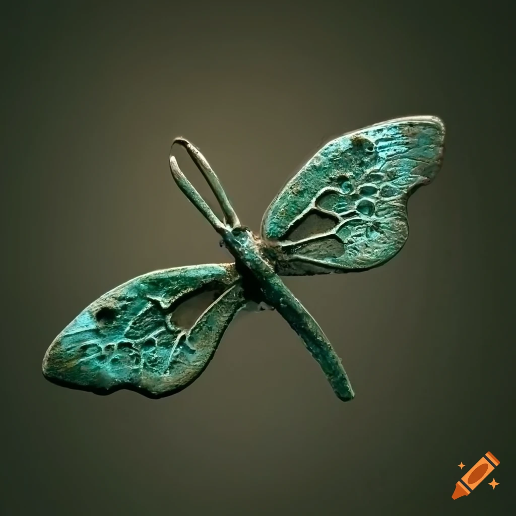 Corroded bronze butterfly axe weapon on Craiyon