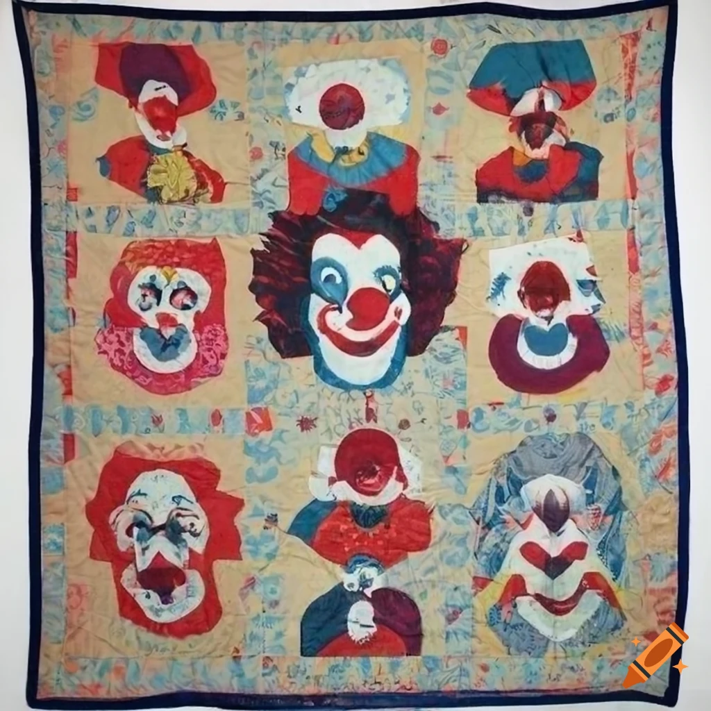 Vintage quilt with clown design on Craiyon