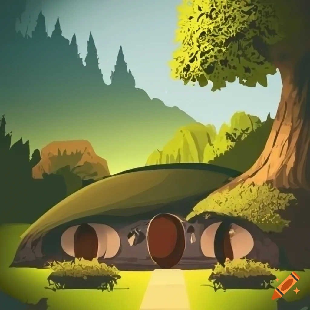 Hobbit hole from lord of the rings in a studio ghibli film style on Craiyon