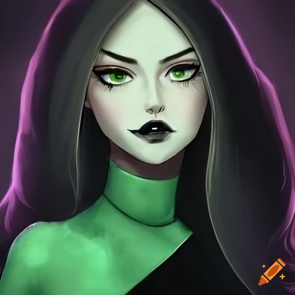 Smug portrait of shego from ydiya and wlop inspired artwork on Craiyon
