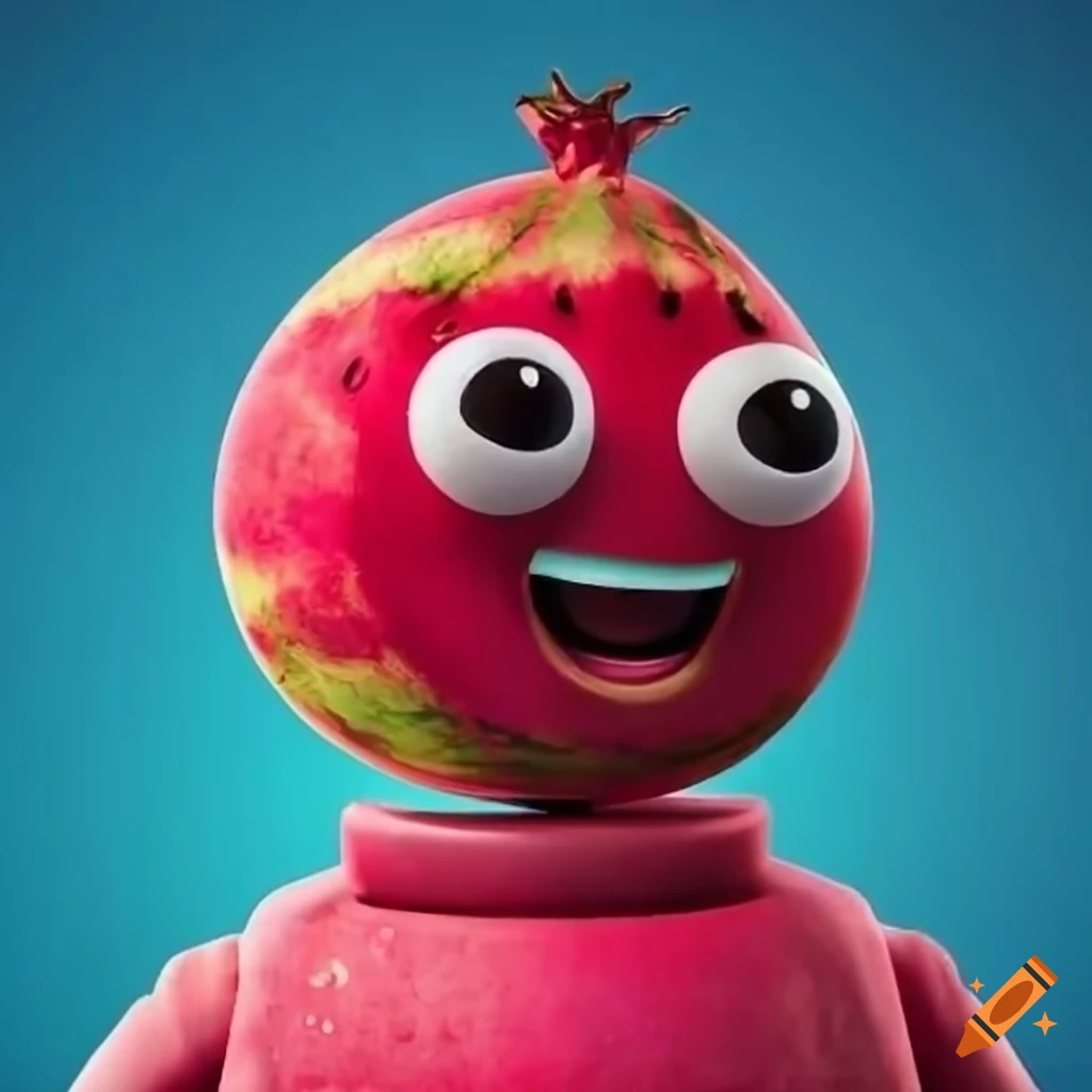 Happy animated fruit characters in a spaceship on Craiyon