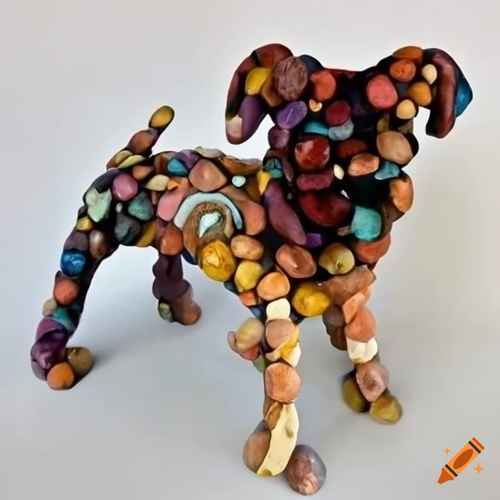 Pebble dog sculpture on Craiyon