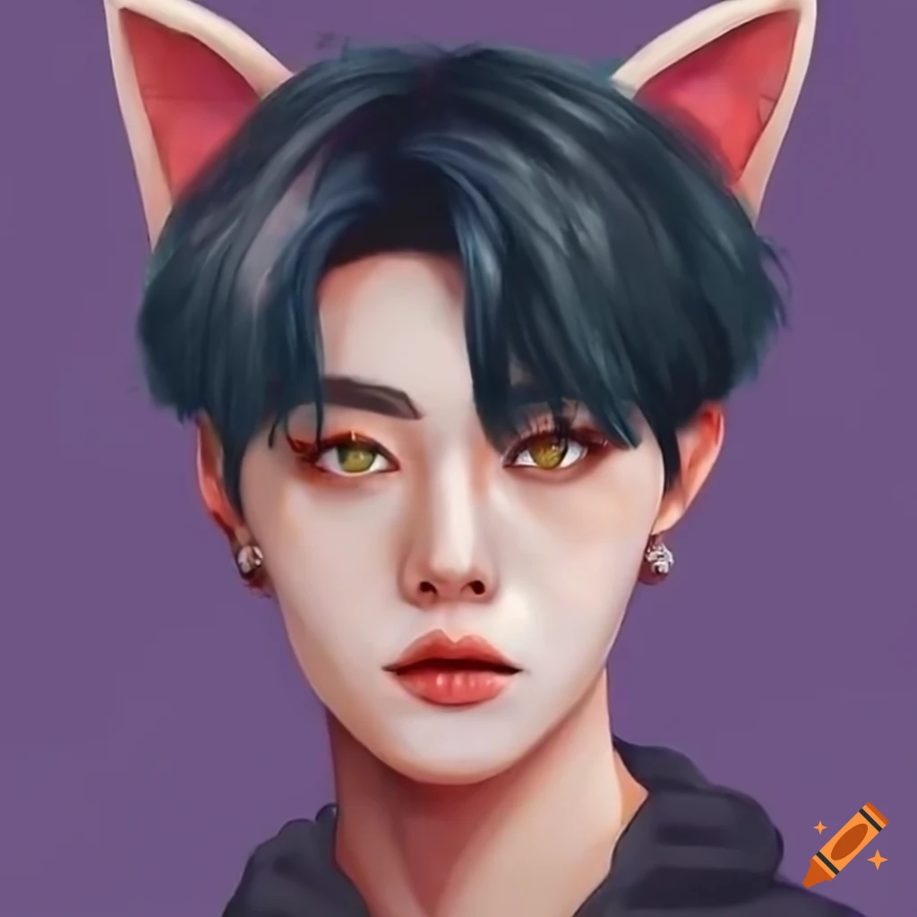 Portrait of an eboy with cat ears