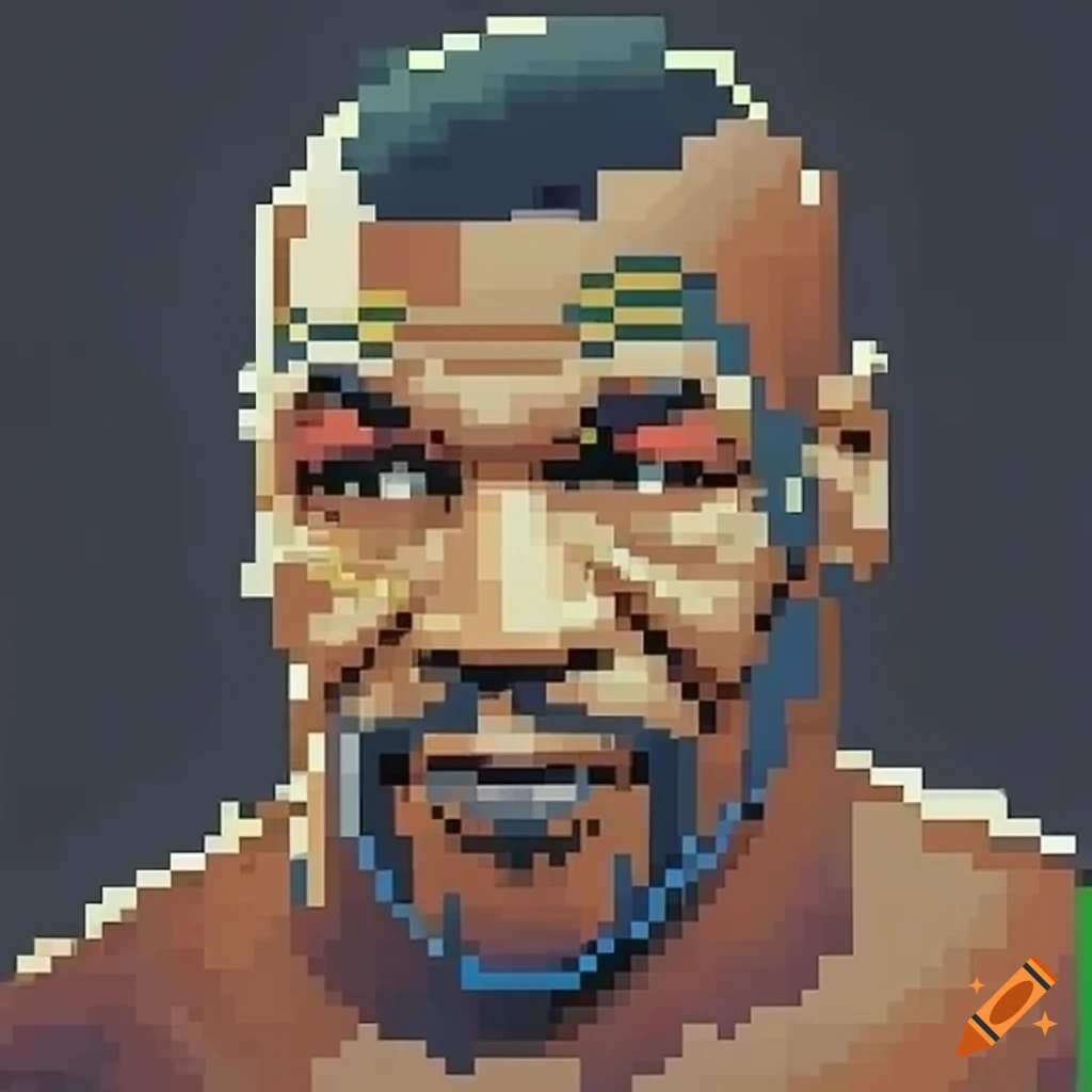 Pixel art portrait of boxer mike tyson on Craiyon