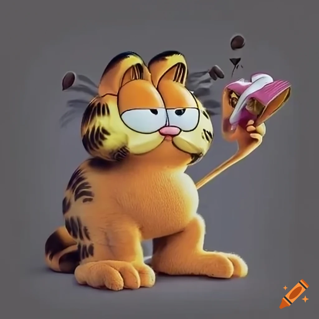 Garfield the cat eating on Craiyon