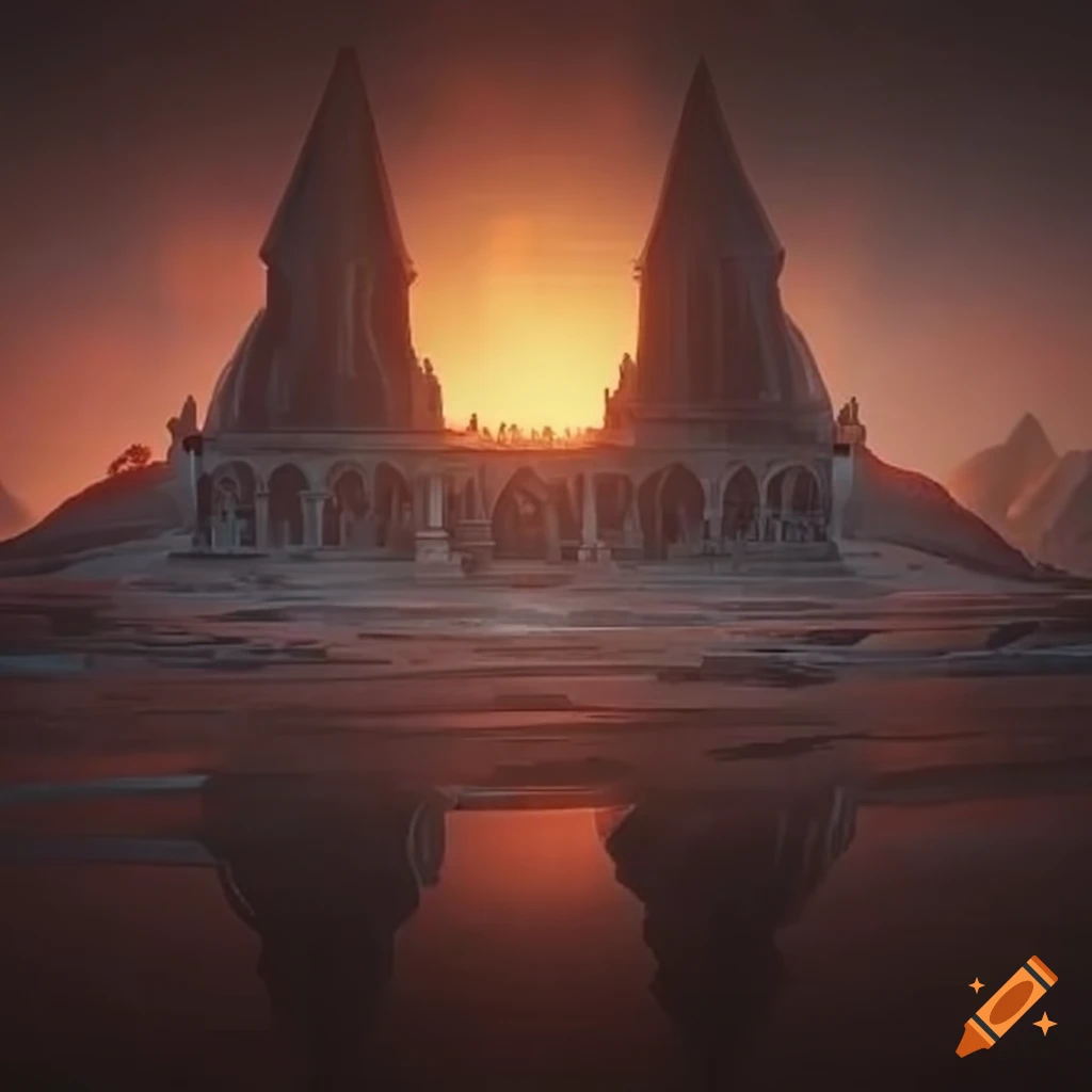 Sith palace built on obsidian rock in a desert wasteland