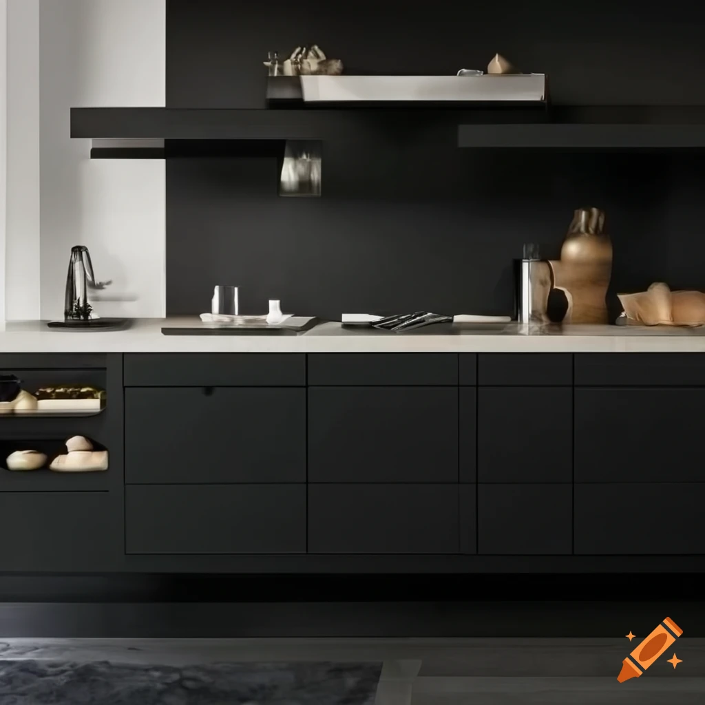 Black and anthracite colored original cuisine with matte Zimbabwe ...