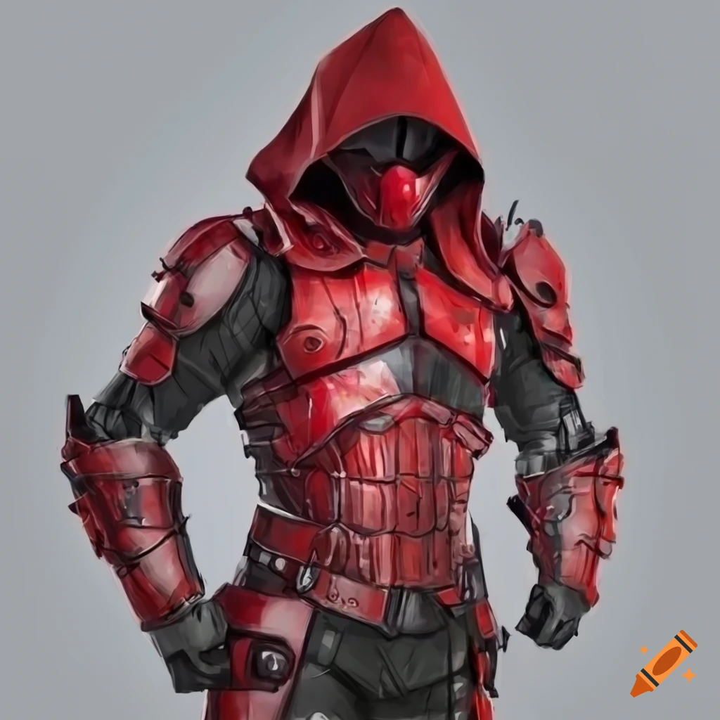 Image of a woman in black and red spartan armor on Craiyon