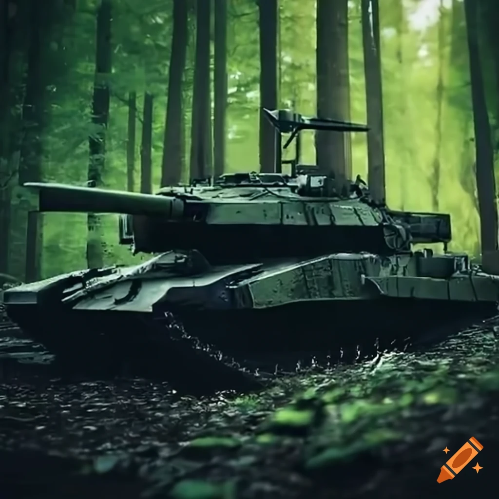 Ancient tank in a spooky forest surrounded by ghosts on Craiyon