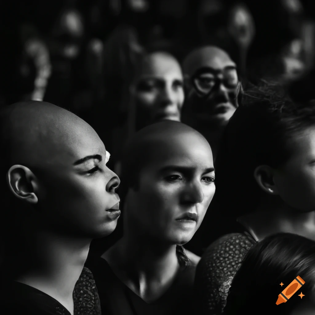 Colorful person standing out in grayscale crowd on Craiyon