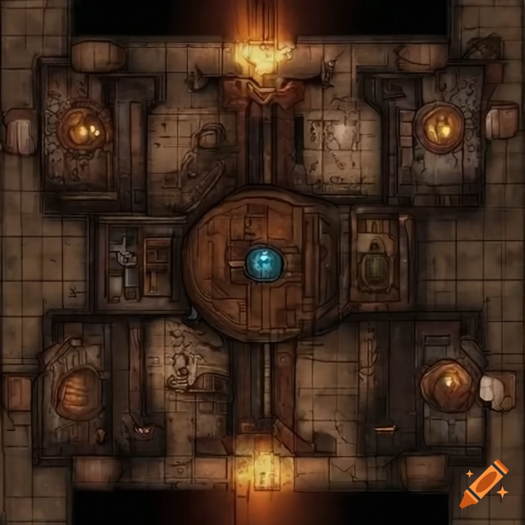 Arcane engine room battlemap on Craiyon