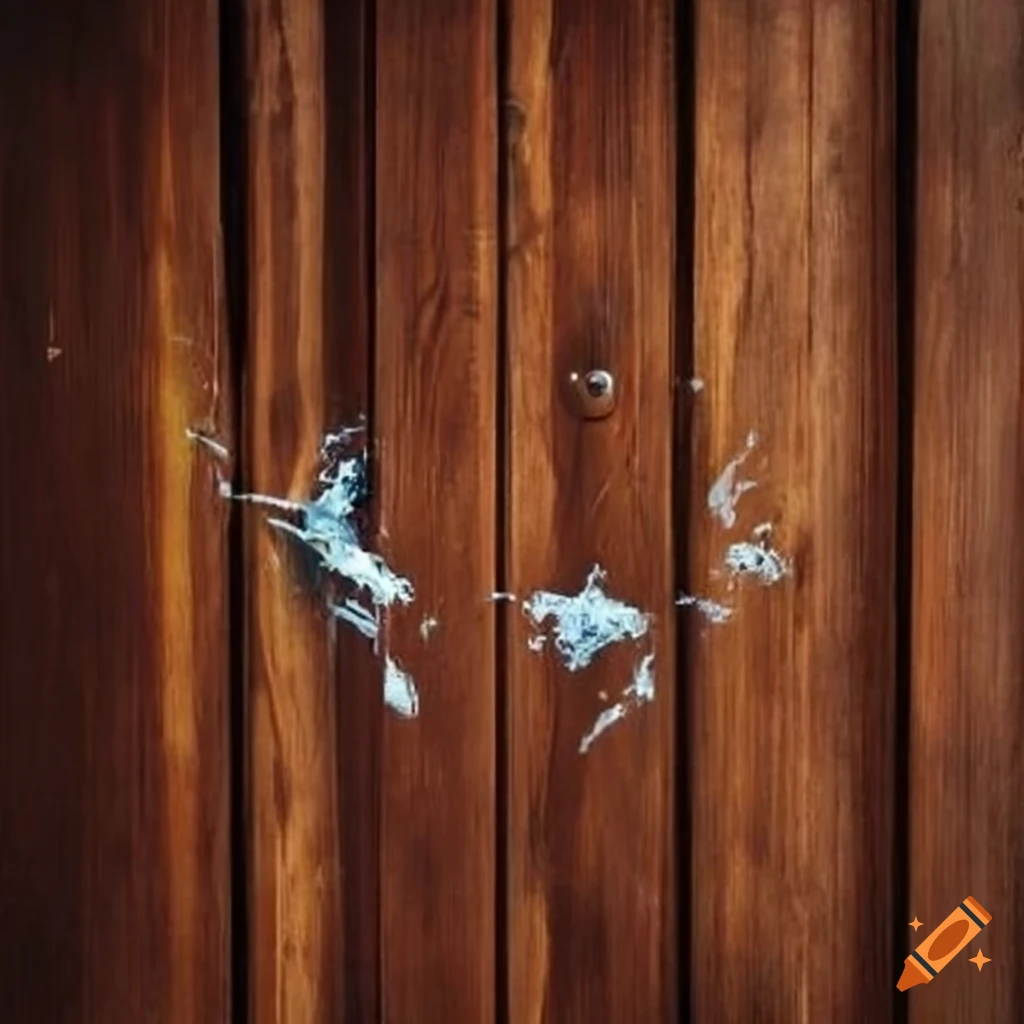 Image of a shattered wooden door on Craiyon