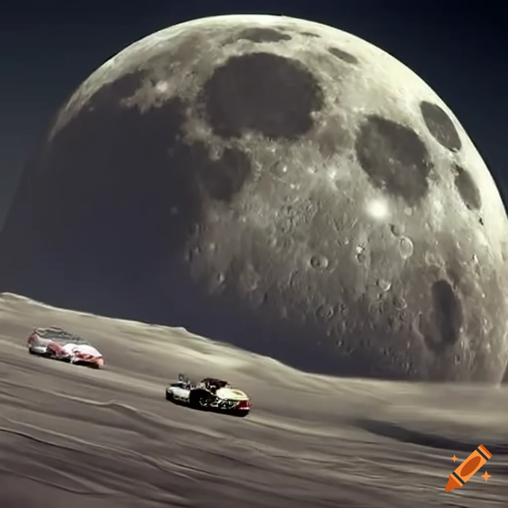 Rally cars racing on the moon on Craiyon