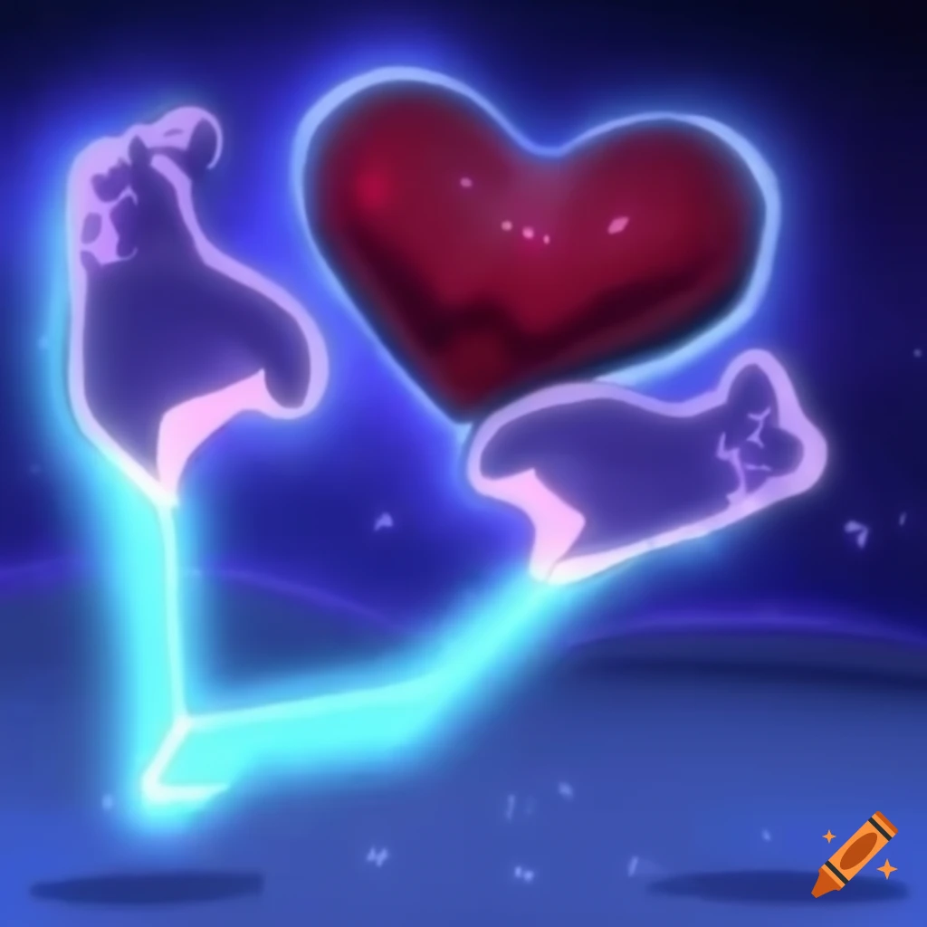 3d anime heart with a glossy finish