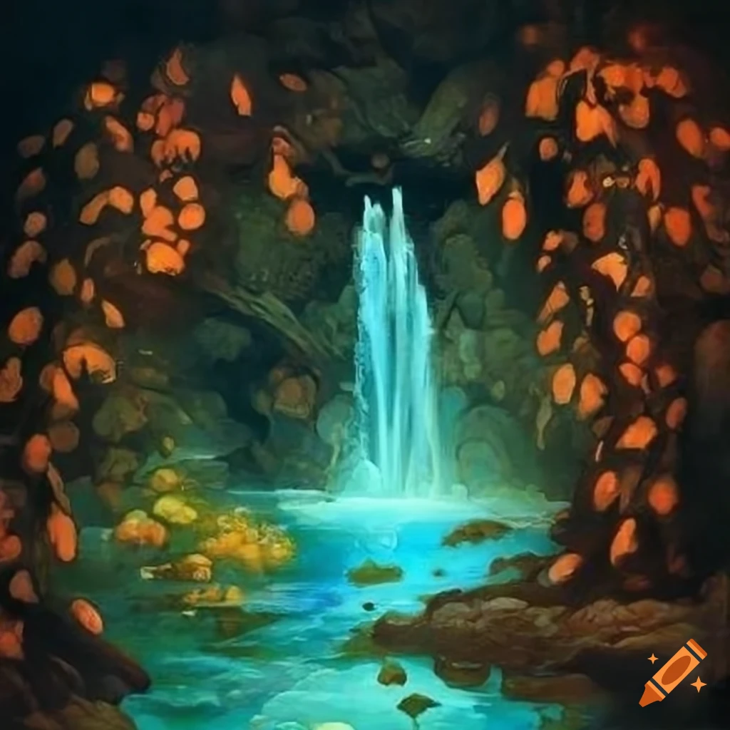 Tropical jungle with ruins and waterfall by hayao miyazaki, artstation on Craiyon