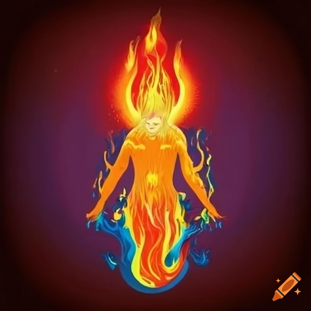 Artistic representation of the Spirit of the God of Fire on Craiyon