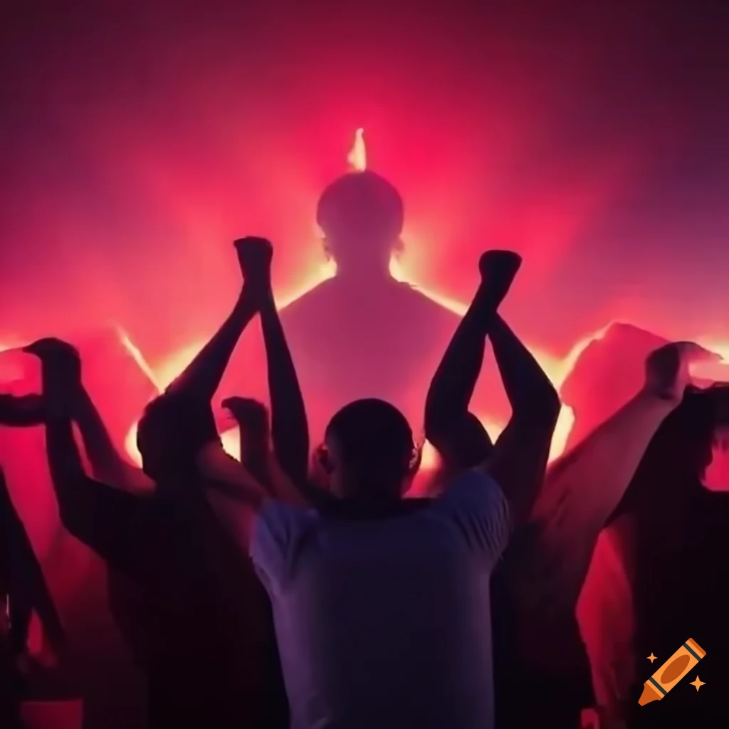 Red-lit disco party in a church