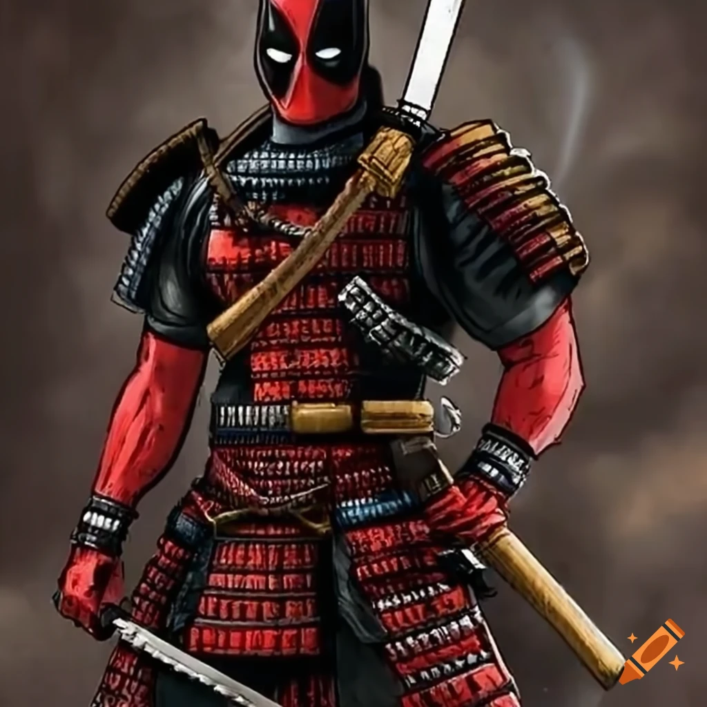Deadpool as a samurai illustration on Craiyon