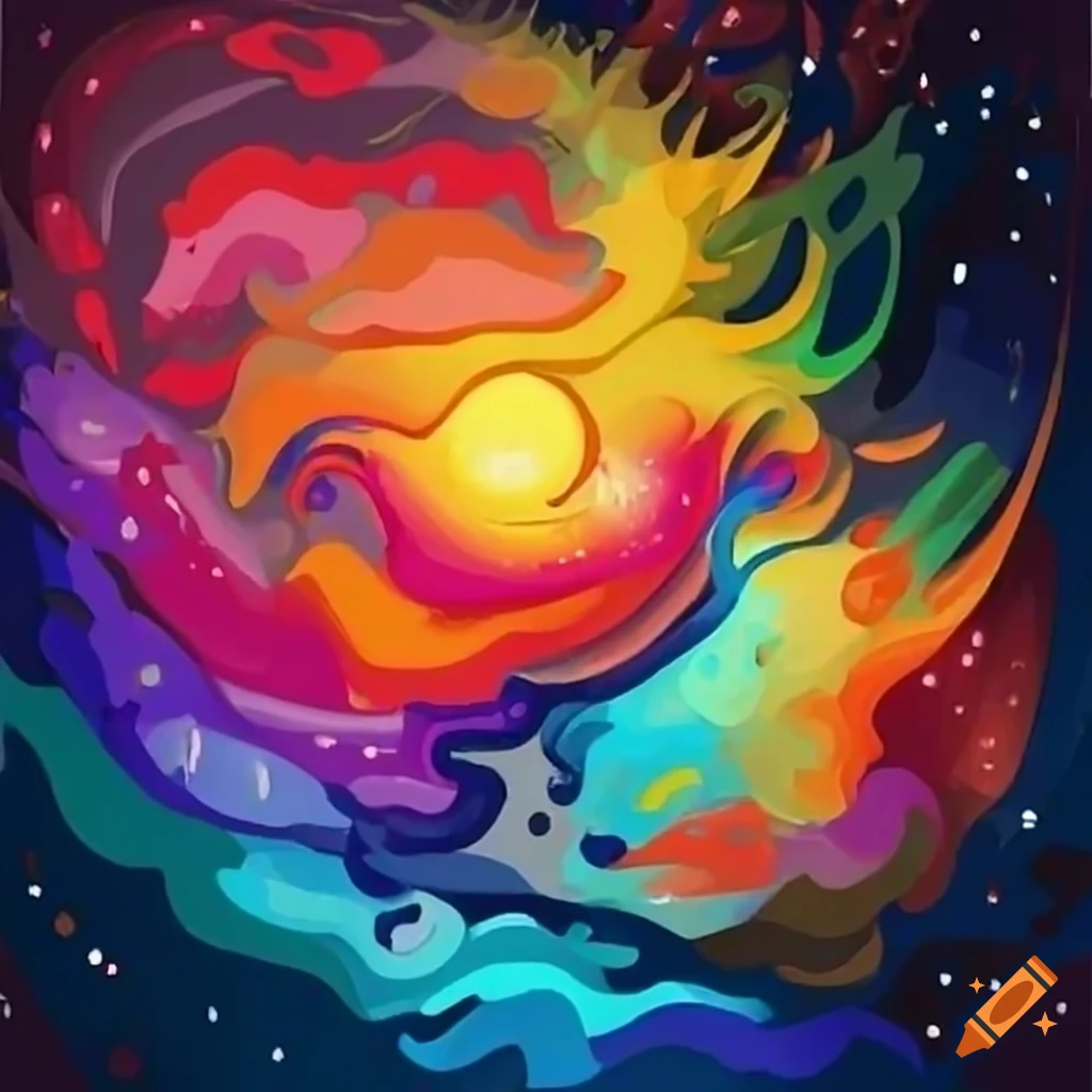 Colorful explosion in a fantasy setting on Craiyon