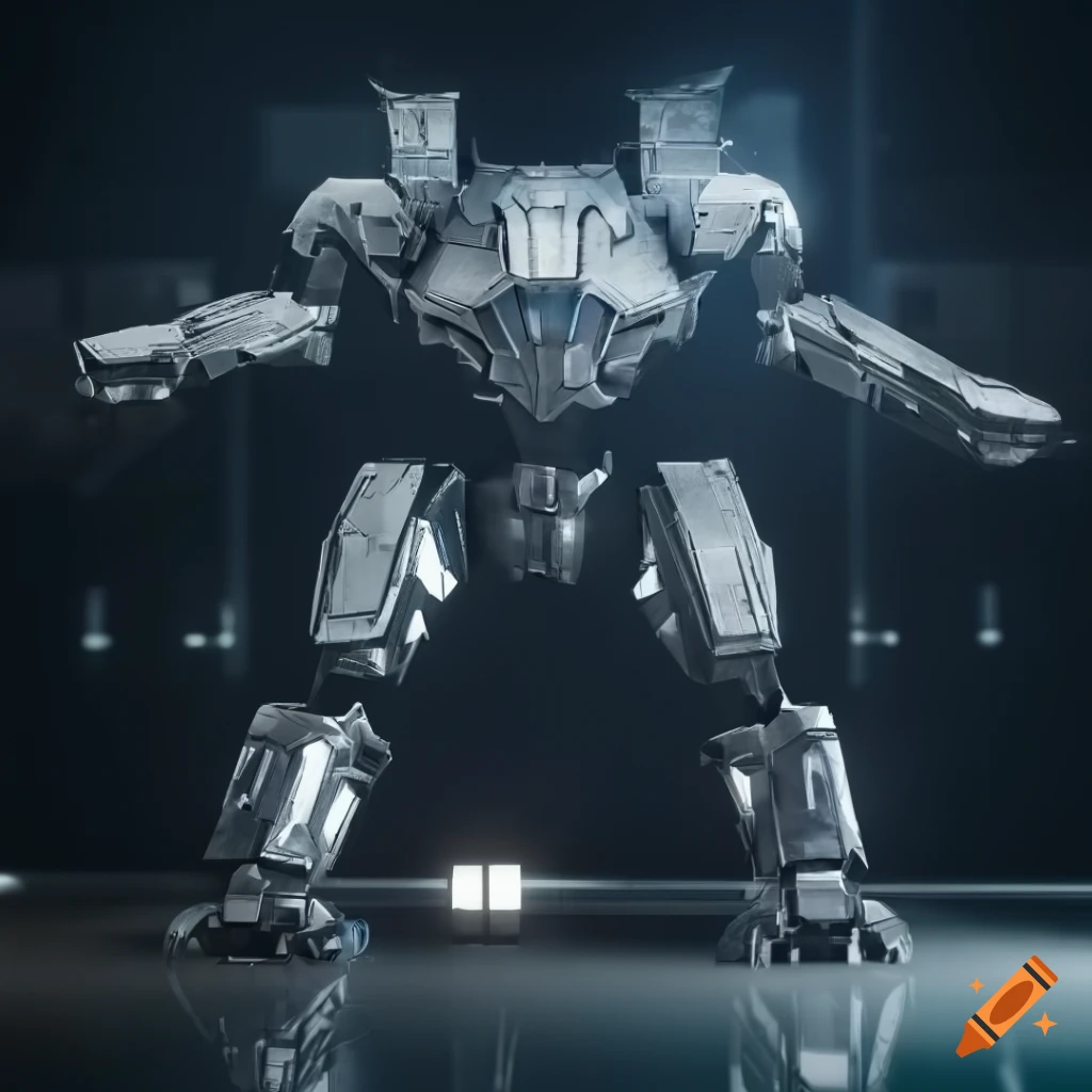 Render of a futuristic mecha in space