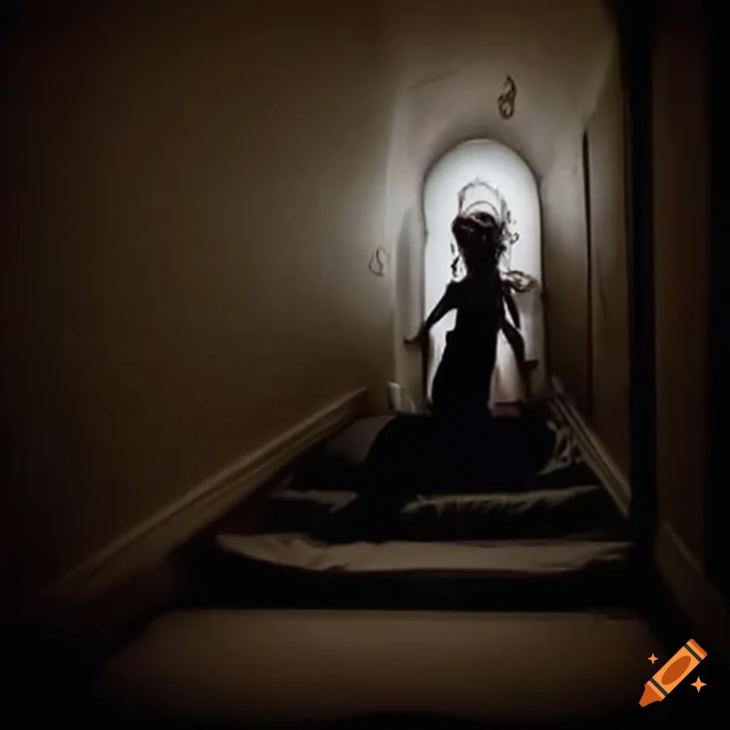 Scary creature crawling out from under the bed on Craiyon