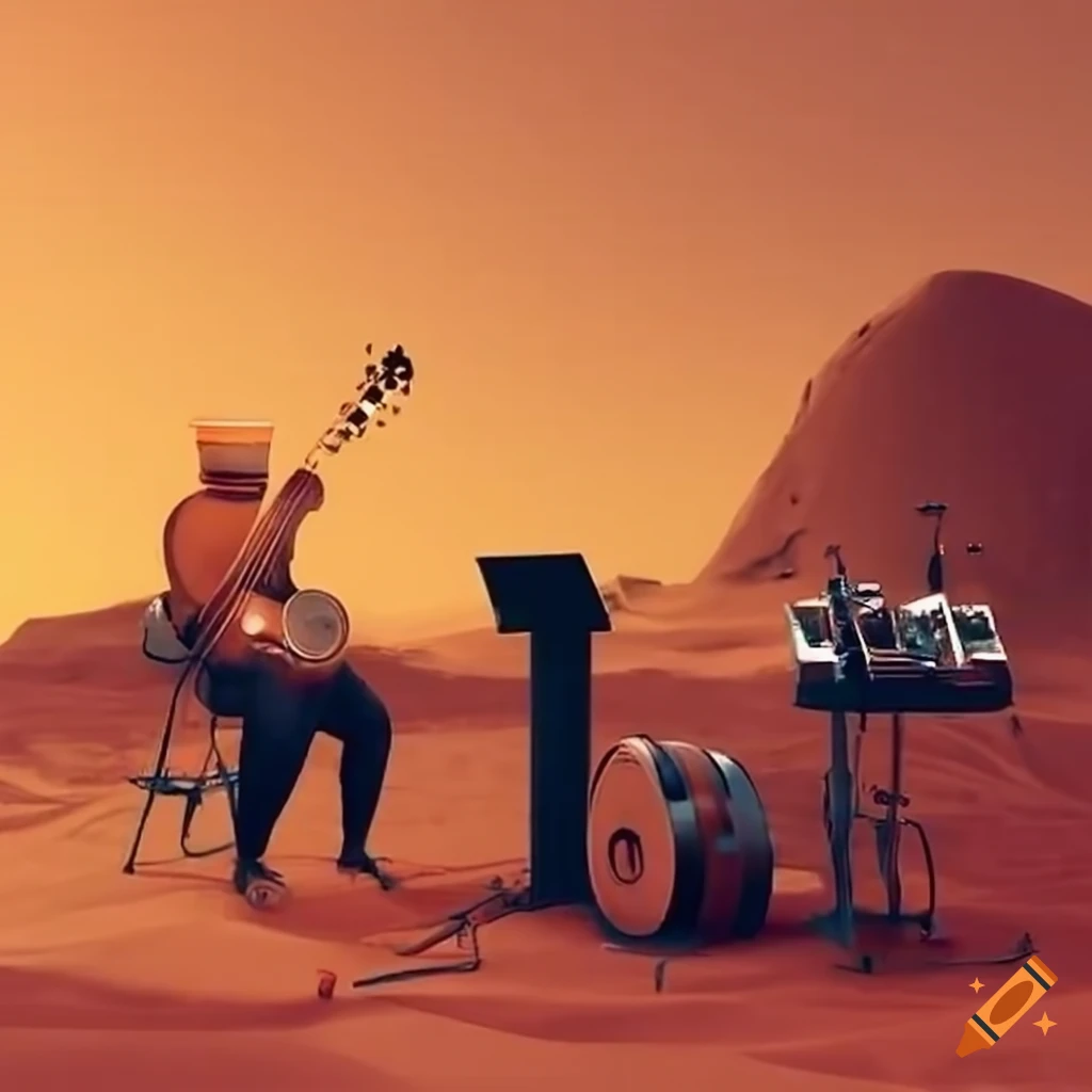 Image of lounge musicians in a martian oasis