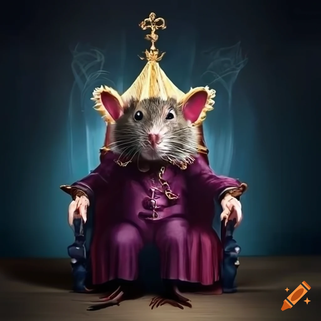 Anthropomorphic cartoon white rat princess with a crown on Craiyon